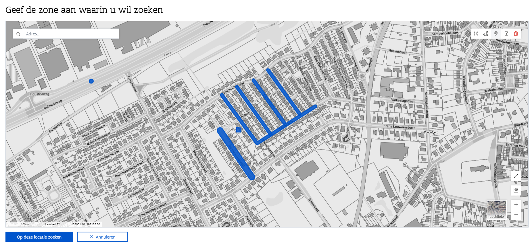 Werken met de kaart in GIPOD
